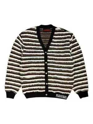 PLEASURES Striped Ribbed Knit Cardigan