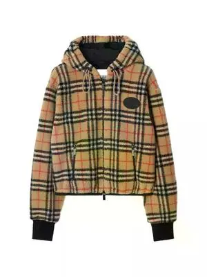 Burberry Hooded Check-Pattern Jacket Neutrals