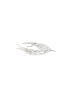 SHAUN LEANE White Feather Diamond Earring - Metallic