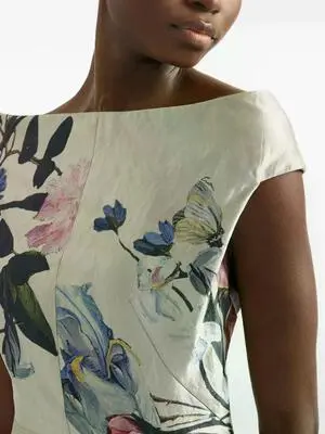 Erdem Floral-print Satin Maxi Dress - Neutrals
