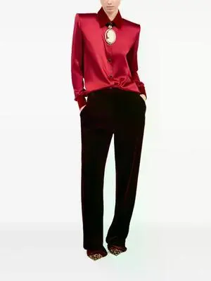 Roberto Cavalli Velvet-insert Silk Shirt