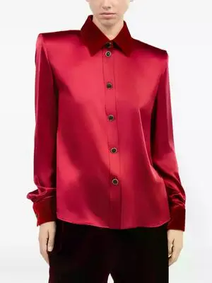 Roberto Cavalli Velvet-insert Silk Shirt