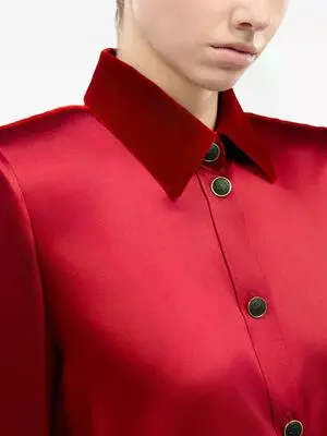 Roberto Cavalli Velvet-insert Silk Shirt