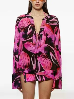 LOUISA BALLOU Floral-print Long-sleeve Blouse
