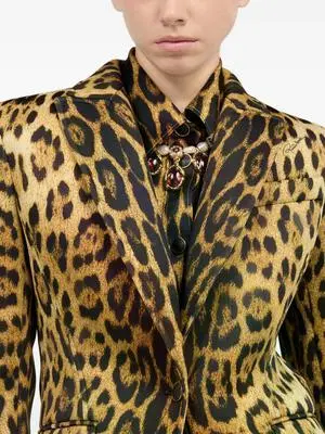 Roberto Cavalli Jaguar Print Single-breasted Blazer - Brown