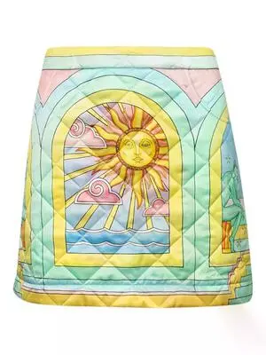 Casablanca Printed Quilted Mini Skirt - Yellow