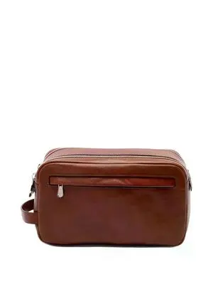 Brunello Cucinelli Leather Wash Bag - Brown