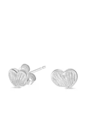 DOWER & HALL Humbug Heart Stud Earrings - Silver