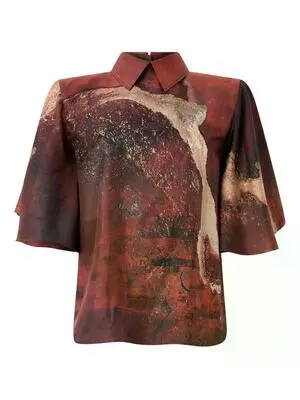Roberto Cavalli Marble-print Silk Blouse