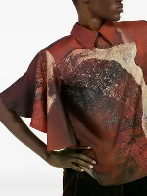 Roberto Cavalli Marble-print Silk Blouse