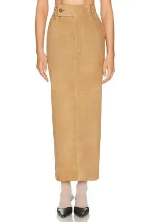 HELSA Suede Column Skirt