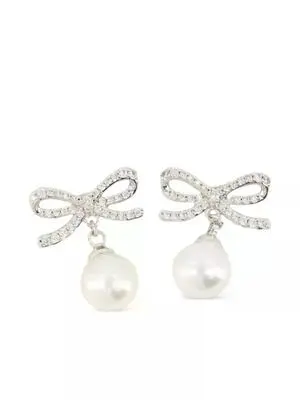 SELF-PORTRAIT Bow-detail Pearl Earrings - Silver