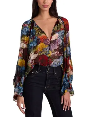 Alice + Olivia Josephine Split Neck Top