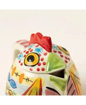 UNCOMMON GOODS Majolica Rooster Tea Kettle Gorky Pottery