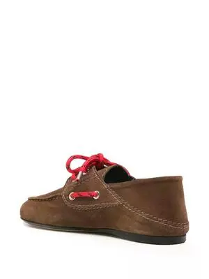 Sandro Suede Lace-up Boat Shoes - Brown