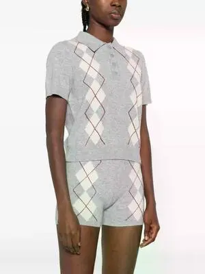 Sandro Argyle-pattern Polo Top