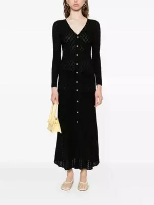 Sandro Knitted Maxi Dress With Abstract Pattern - Black