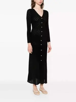 Sandro Knitted Maxi Dress With Abstract Pattern - Black