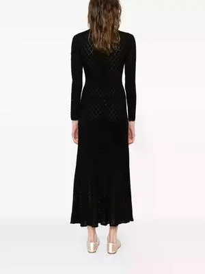 Sandro Knitted Maxi Dress With Abstract Pattern - Black
