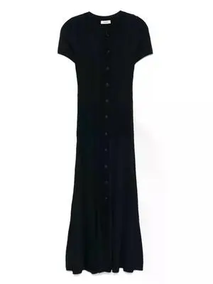 Sandro SANDRO Knit Maxi Dress With Button Placket Blue