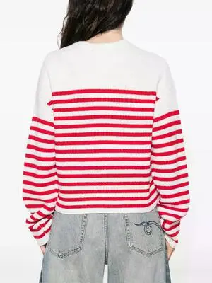 Maje Striped Embroidered Sweater