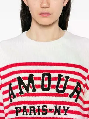 Maje Striped Embroidered Sweater