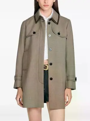 Sandro Check-patterned Trench Coat