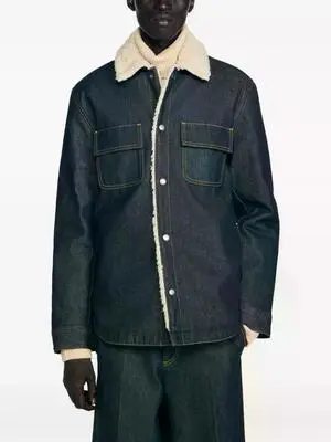 Sandro Shearling Collar Chest Pocket Jacket - Blue