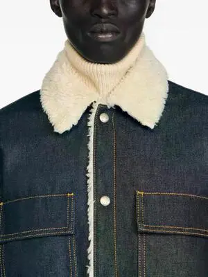 Sandro Shearling Collar Chest Pocket Jacket - Blue