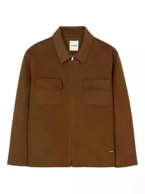 Sandro Zip-front Jacket With Patch Pockets - Brown