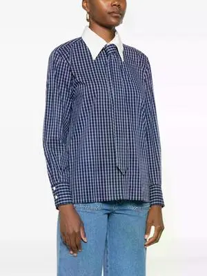 Sandro Checked Tie-neck Blouse