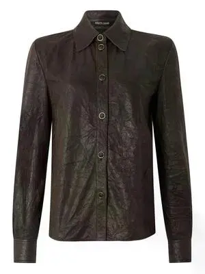Roberto Cavalli Buttoned Leather Shirt