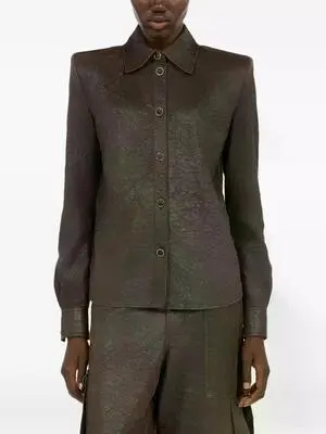 Roberto Cavalli Buttoned Leather Shirt