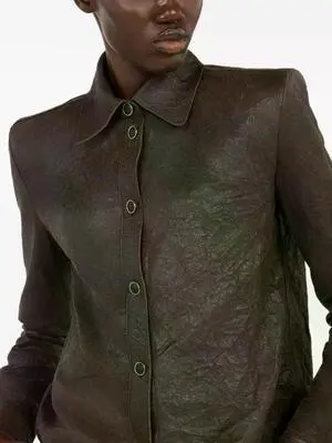 Roberto Cavalli Buttoned Leather Shirt