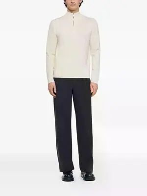 Sandro High-neck Zip-front Sweater - White