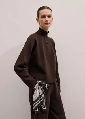 ME+EM Funnel Neck Cropped Sweatshirt
