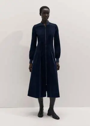 ME+EM Cotton Cord Pleated Midi Dress