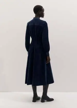 ME+EM Cotton Cord Pleated Midi Dress