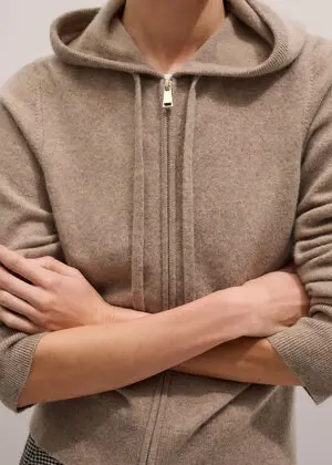 ME+EM Cashmere Two-way Zip Straight Hoodie - Hazelnut Mélange