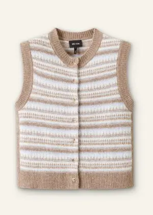 ME+EM Fairisle Jacquard Button-through Crop Vest
