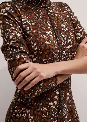 ME+EM Twisting Feather Print High Neck Maxi Dress
