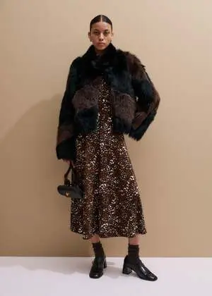 ME+EM Twisting Feather Print High Neck Maxi Dress