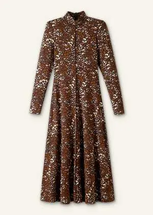 ME+EM Twisting Feather Print High Neck Maxi Dress
