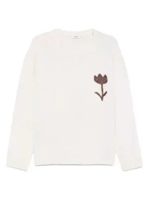 Sandro Flower Appliqué Crew-neck Sweatshirt