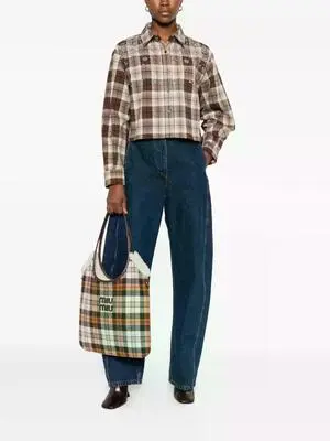 Maje Embellished Check-pattern Shirt