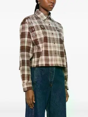 Maje Embellished Check-pattern Shirt