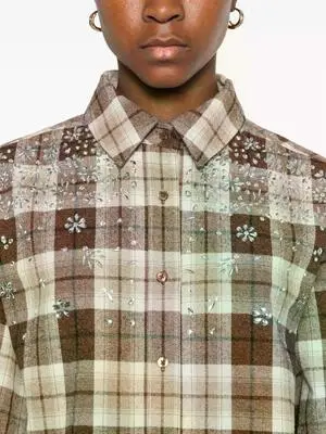 Maje Embellished Check-pattern Shirt