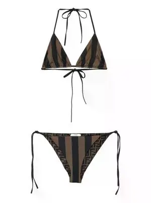 Fendi Patterned Reversible Bikini - Brown