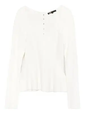 Maje Ribbed Square-neck Top - White