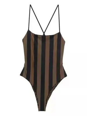 Fendi Patterned Reversible Swimsuit - Brown